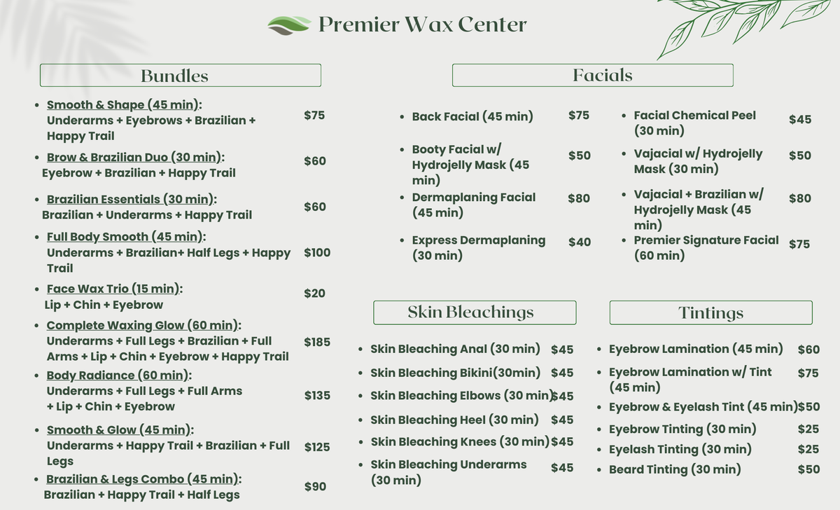 Premier Wax Center | Best Brazilian Wax, Skincare & Hair Removal | $25 ...